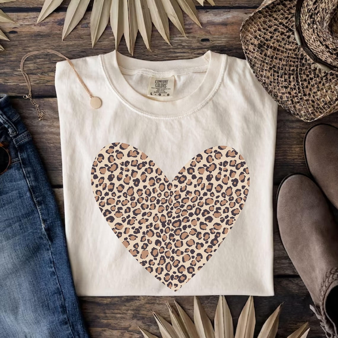 Comfort Colors Leopard Heart T-Shirt, Cute Valentine Day, Animal Print ...