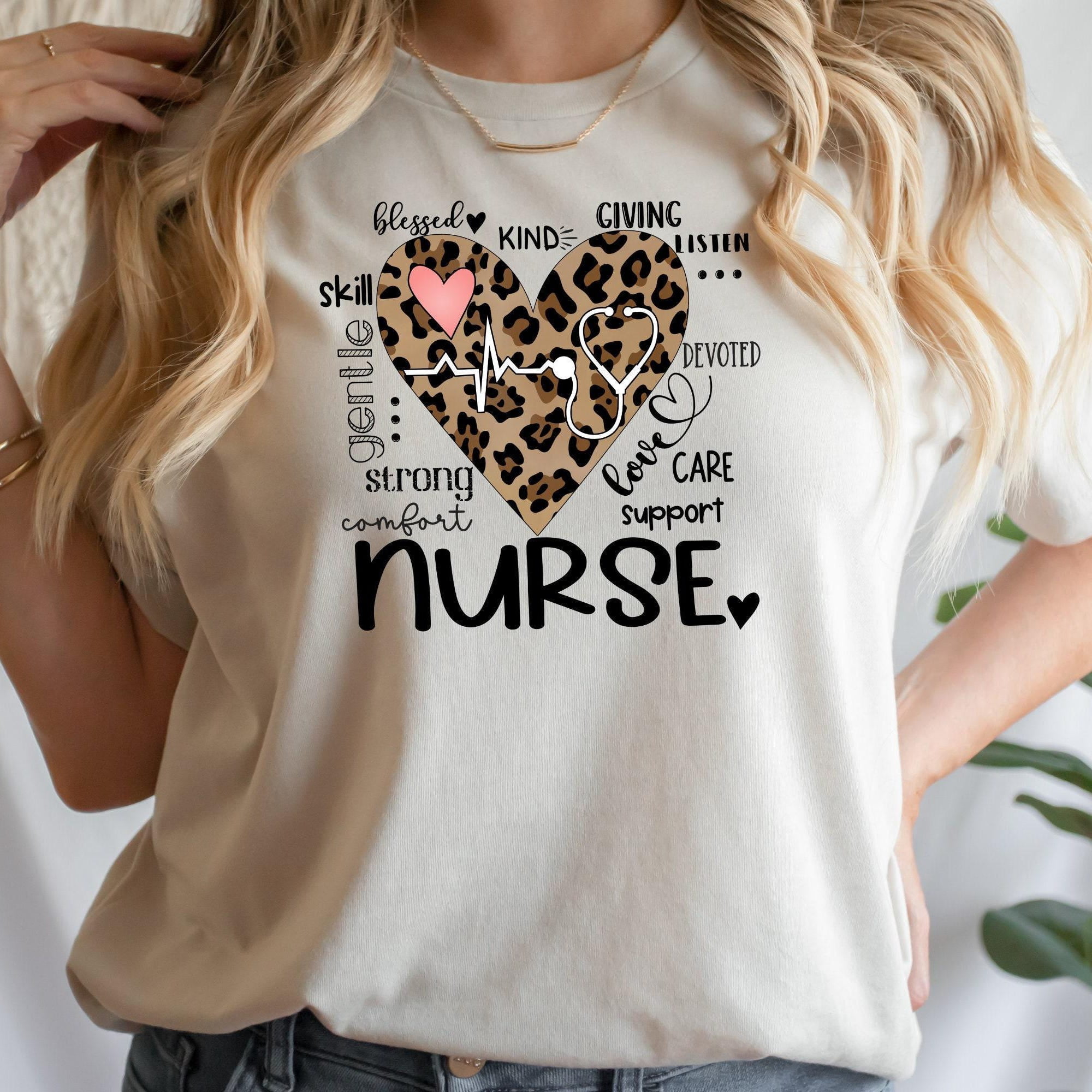 Comfort Colors Leopard Print Nurse Life Shirt, RN Gift with Heart ...