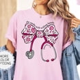 Comfort Colors Light Pink T-Shirt with Floral Bow and Stethoscope ...