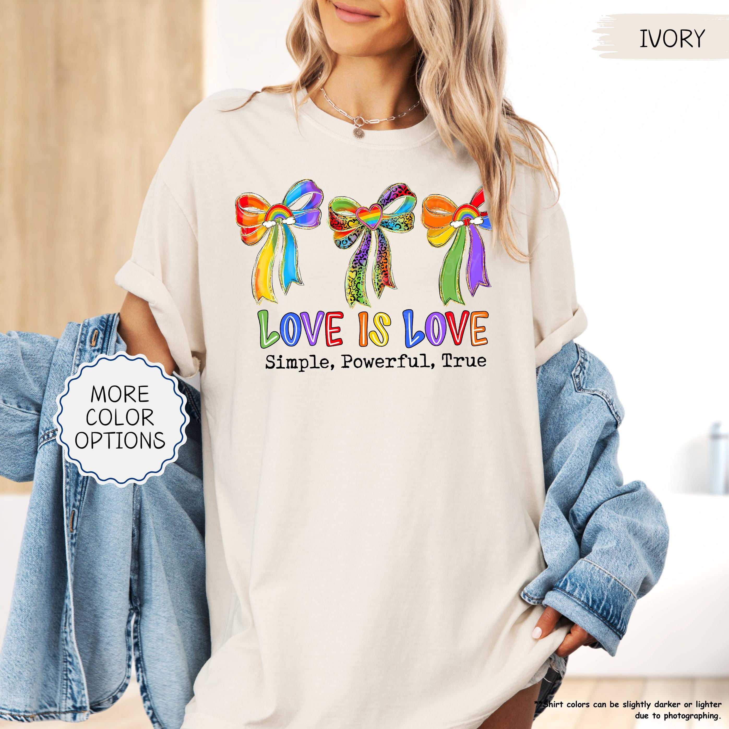 Comfort Colors® Love is Love Shirt, Rainbow Bow Shirt, Coquette Pride ...