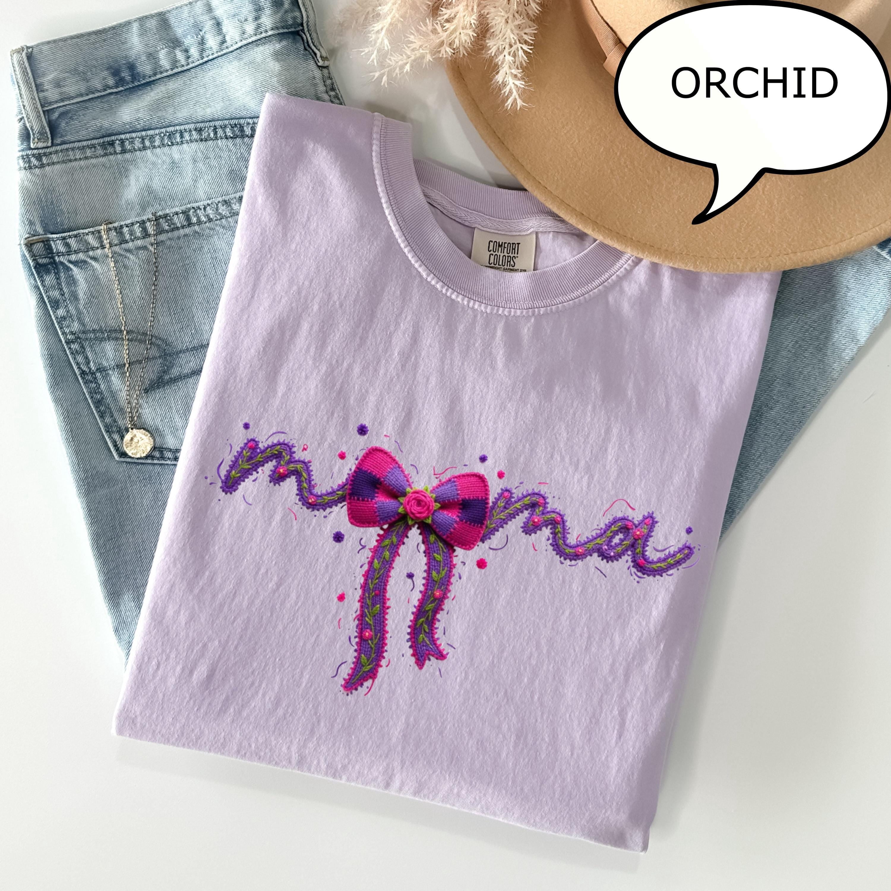 Comfort Colors® Mama T-Shirt, Coquette Bow Graphic Tee, Orchid Lavender ...