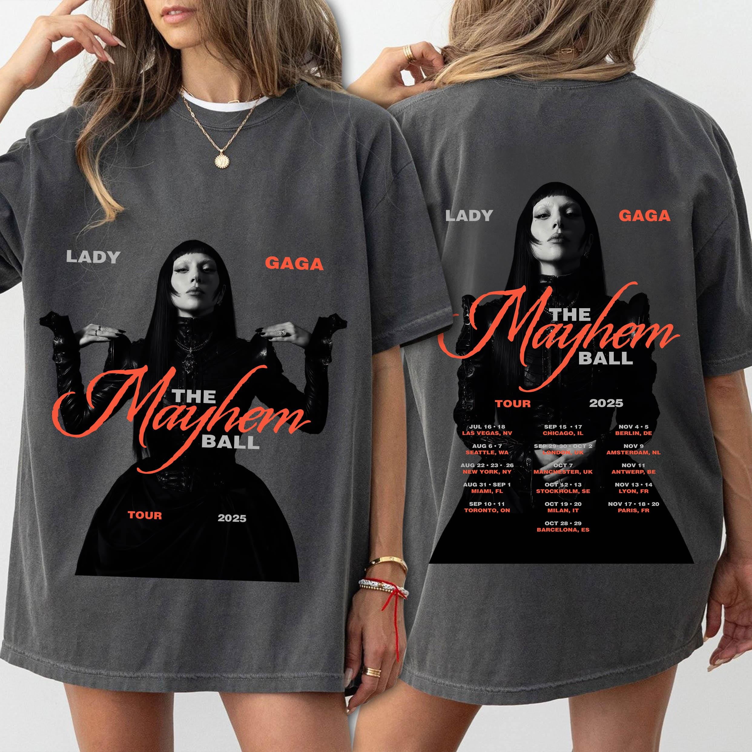 Comfort Colors Mayhem Tour Tshirt, 2 sided Design Tee, Lady gaga Shirt ...