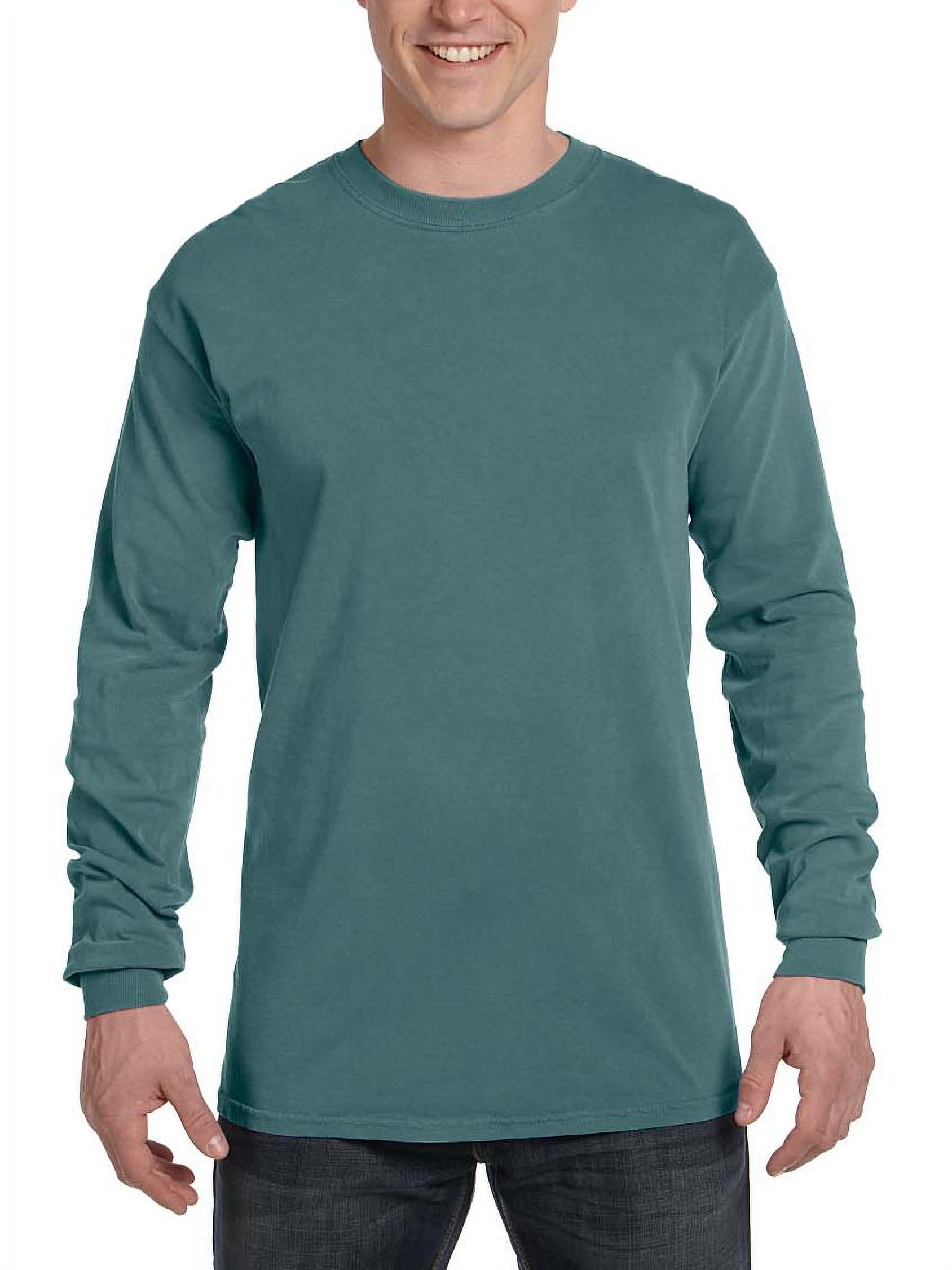 Comfort Colors Men's Ringspun Cotton Long Sleeve T-Shirt, Blue Spruce ...