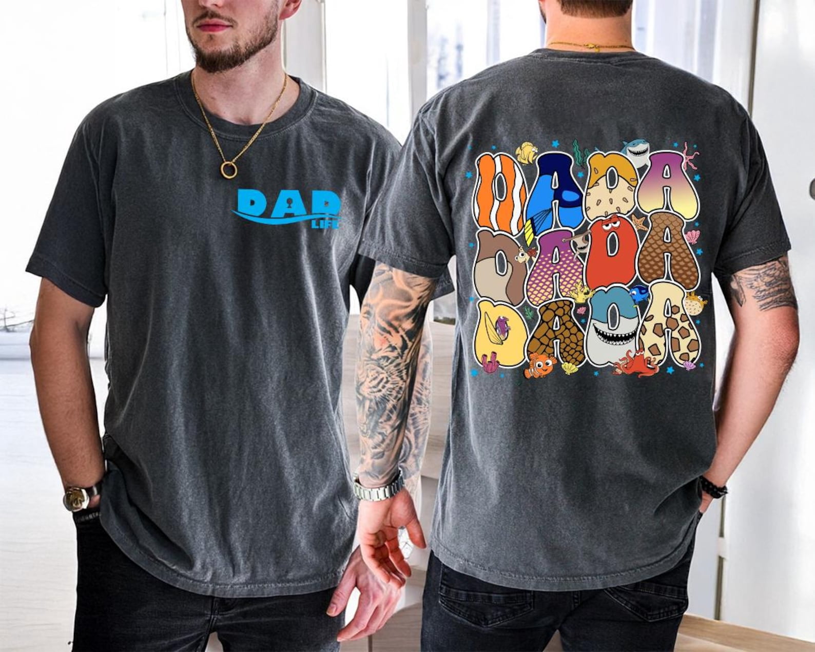 Comfort Colors Mom Dad Finding Nemo Themed 2Sided T-Shirt, Pixar ...