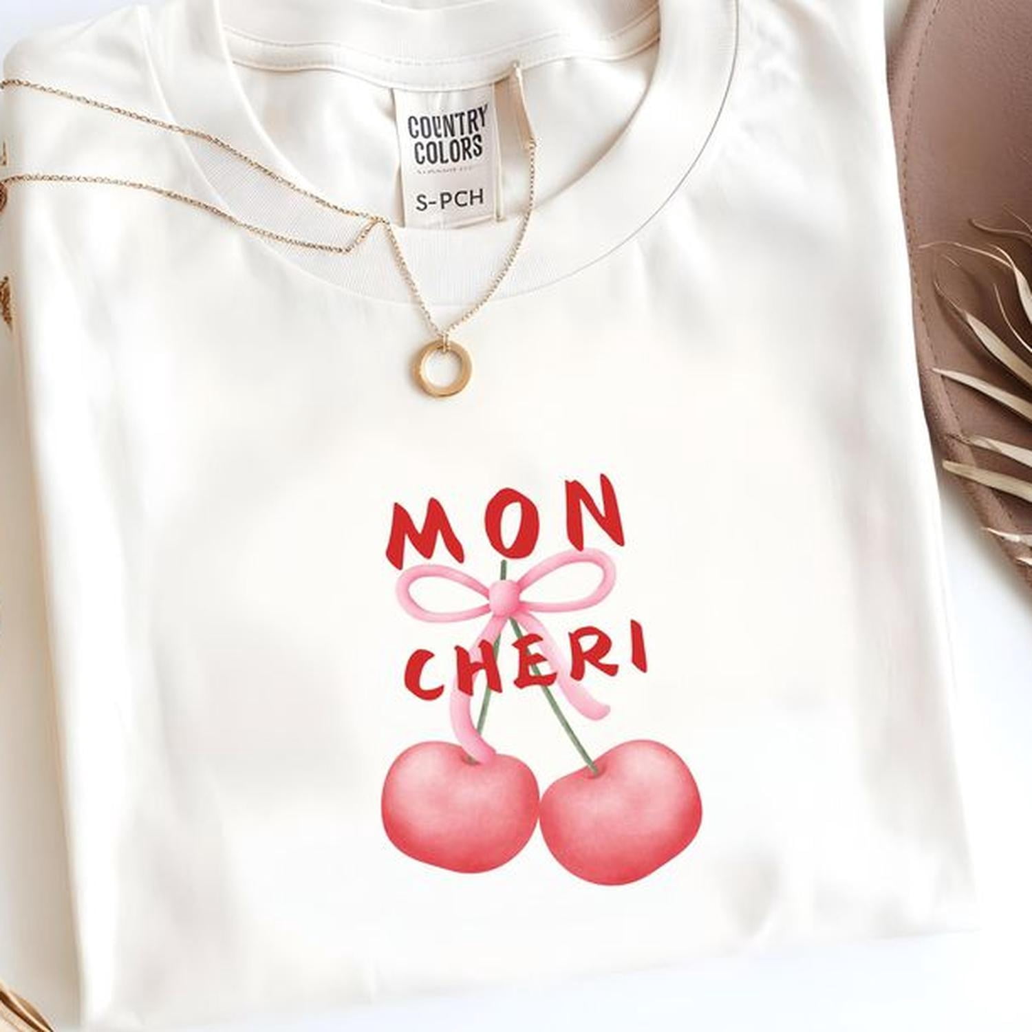 Comfort Colors®Mon Cheri graphic tee, coquette aesthetic cherries shirt ...
