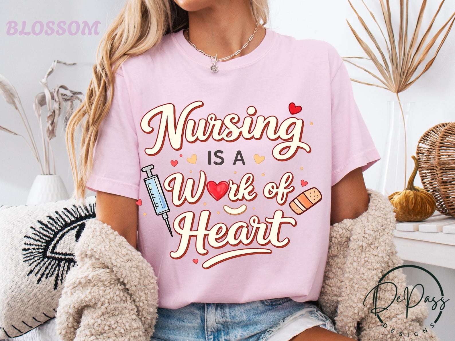 Comfort Colors® Nursing Is a Work of Heart Graphic T-Shirt for Nurses ...