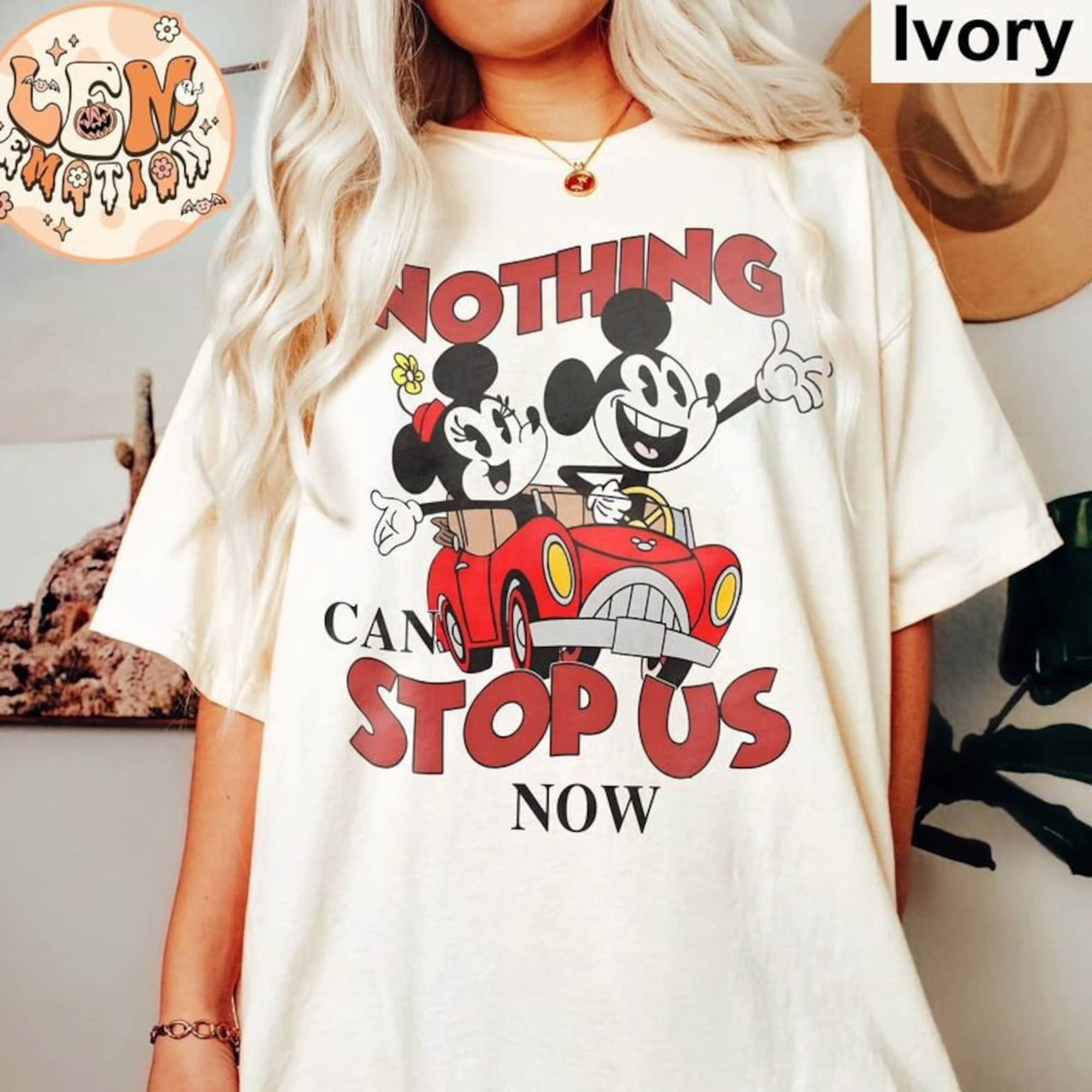 Comfort Colors Oversized Cream T-Shirt with Mickey & Minnie Mouse ...