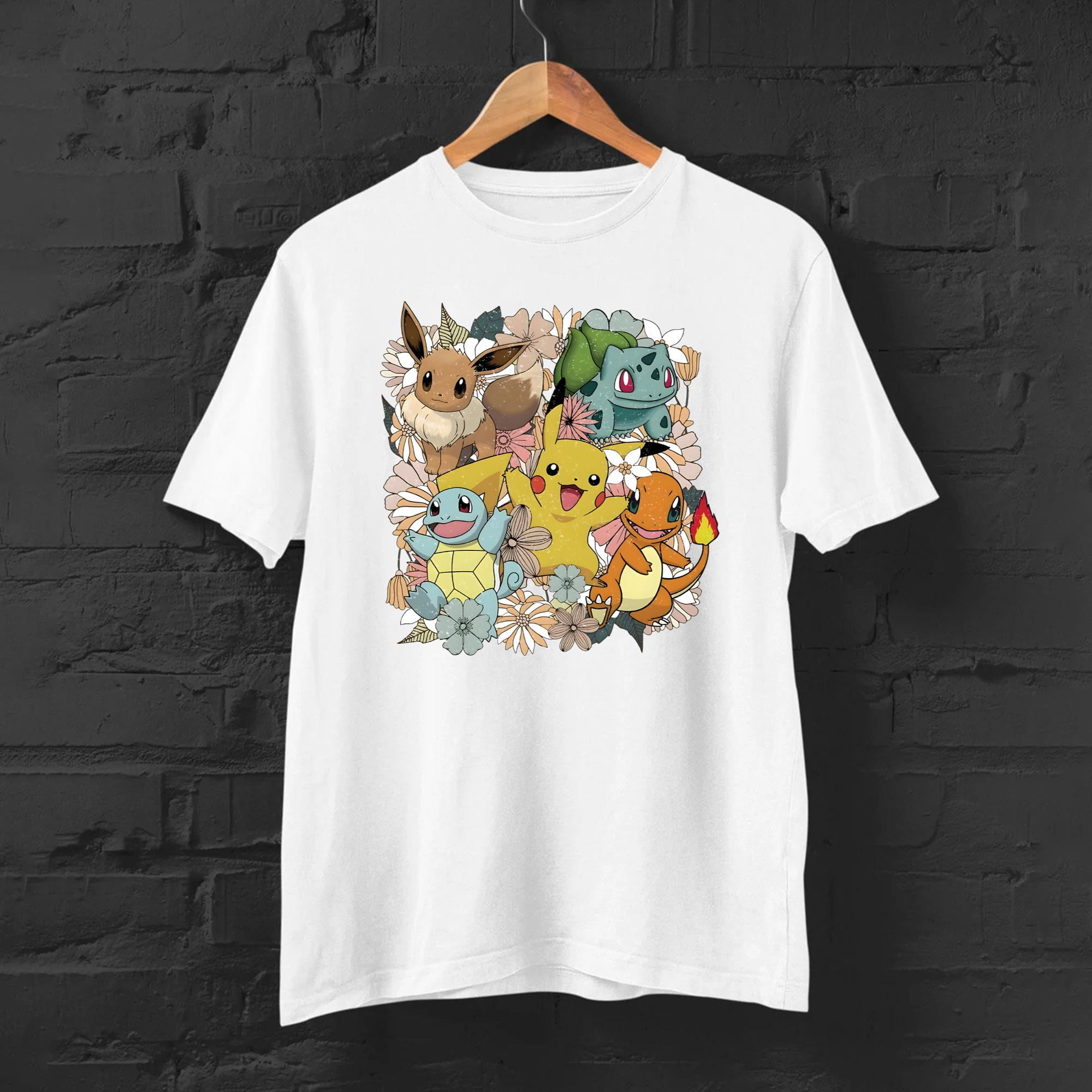 Comfort Colors® PKM Characters Flower Vintage Shirt, Cartoon Anime ...