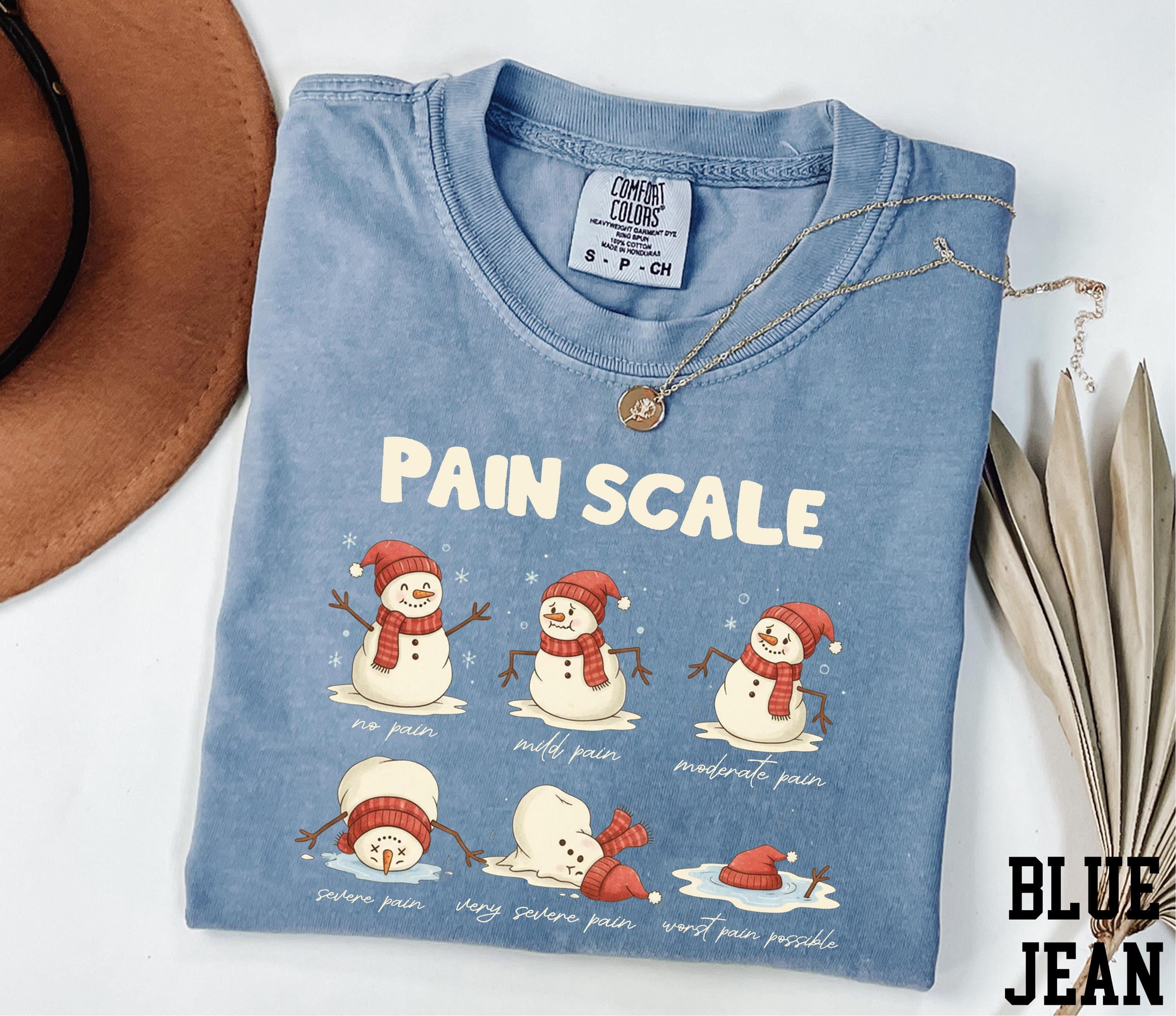 Comfort Colors® Pain Scale Shirt, Funny Snowman Shirt, Christmas Shirt ...