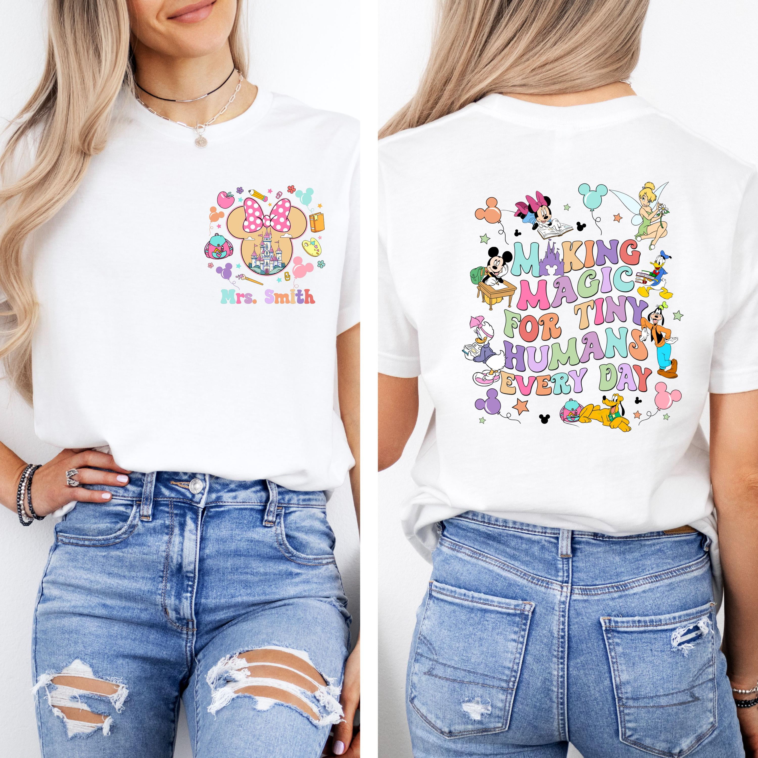 Comfort Colors® Personalized Minnie Teacher T-Shirt, Custom Name Disney ...