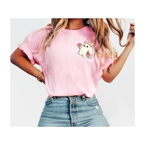 Pink Ghost Pocket Shirt, Ghost Collage Sweatshirt, Winter Holiday Shirt ...