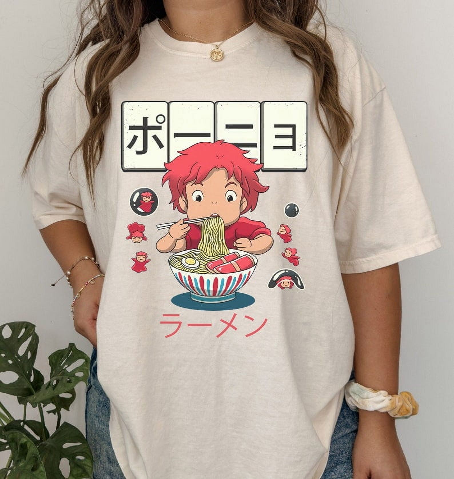 Comfort Colors Ponyo Ramen Shirt, Ghibli Cartoon Shirt, Hayao Miyazaki ...