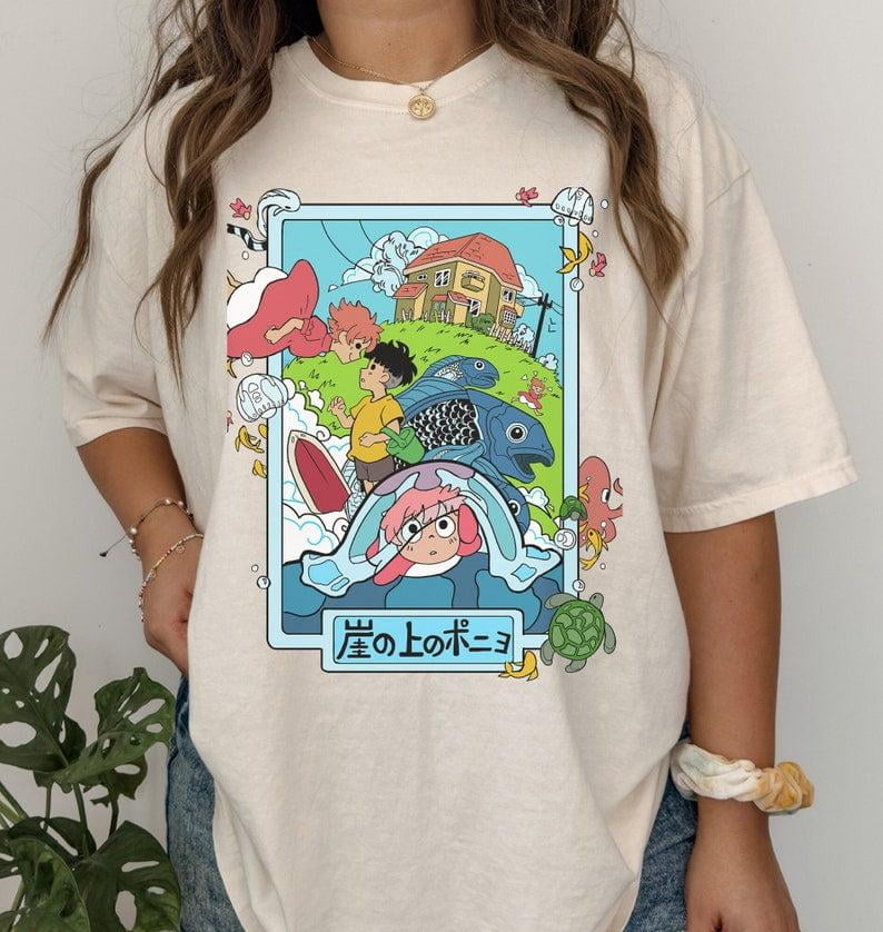 Comfort Colors Ponyo Shirt, Ponyo Shirt, Ghibli Cartoon Shirt, Hayao ...