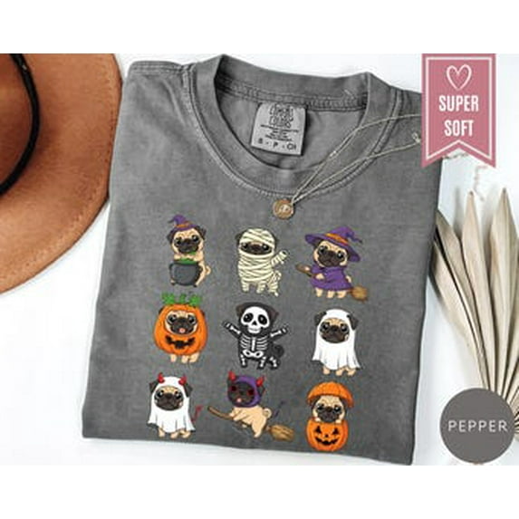 Comfort Colors Pug Winter Holiday T-Shirt, Cute Pug Winter Holiday Tee ...