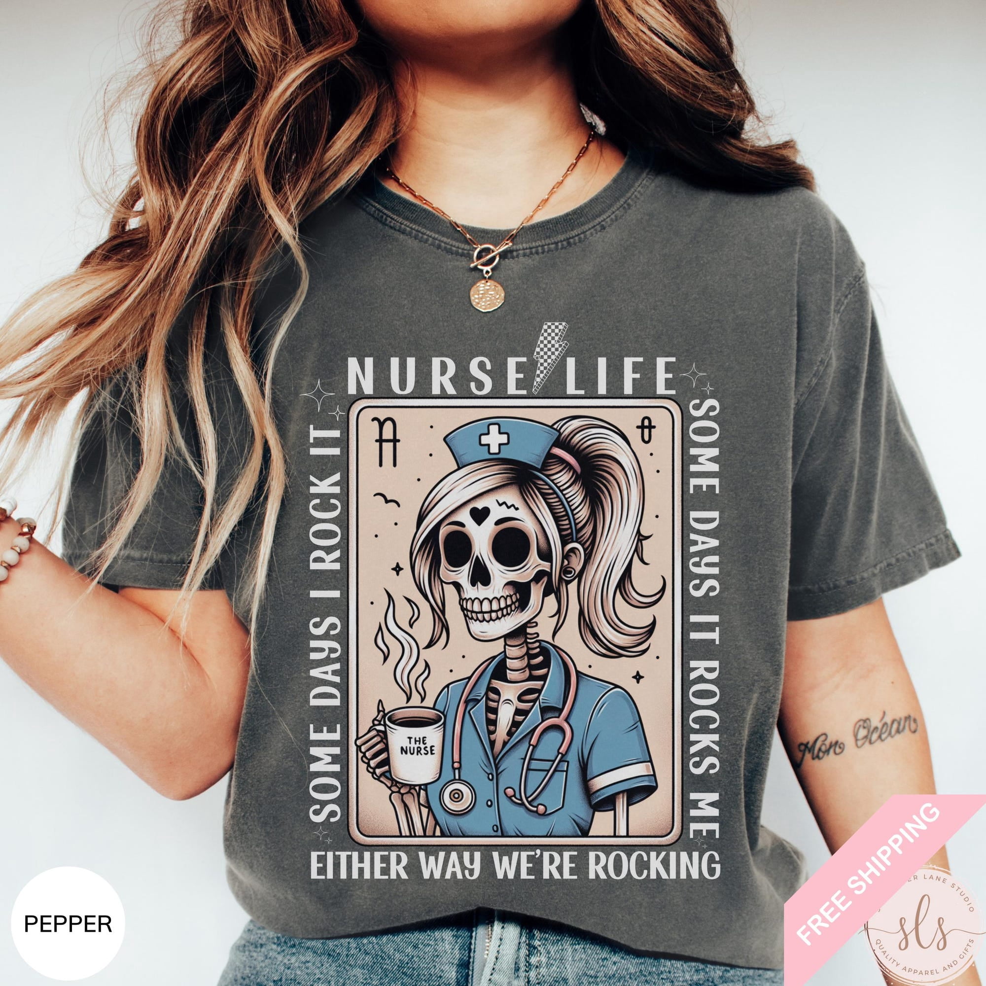 Comfort Colors Registered Nurse Tarot Card Skeleton T-Shirt, Funny ...