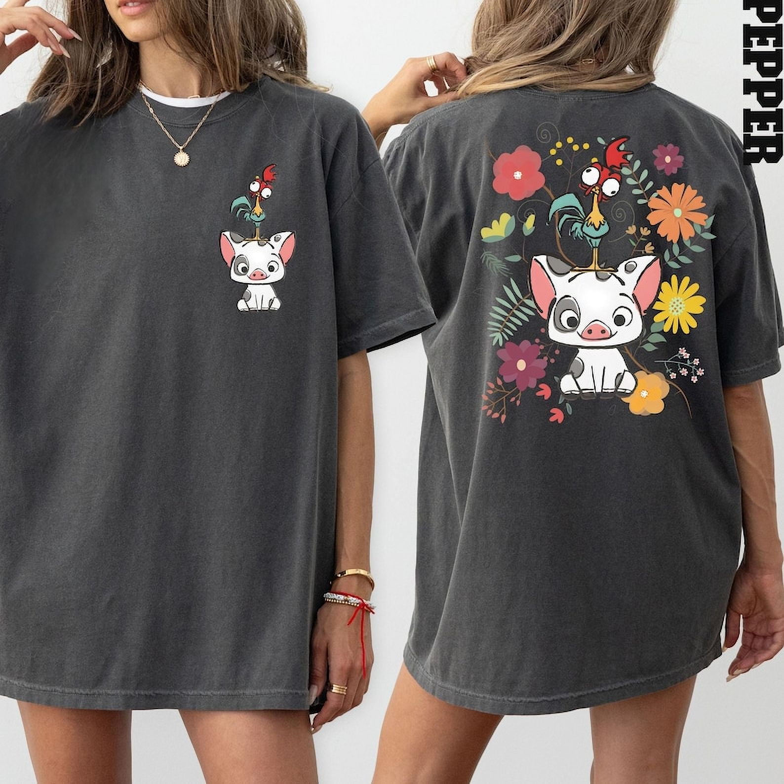 Comfort Colors Retro 70s Pua And Hei Hei Floral Shirt, Disney Moana ...