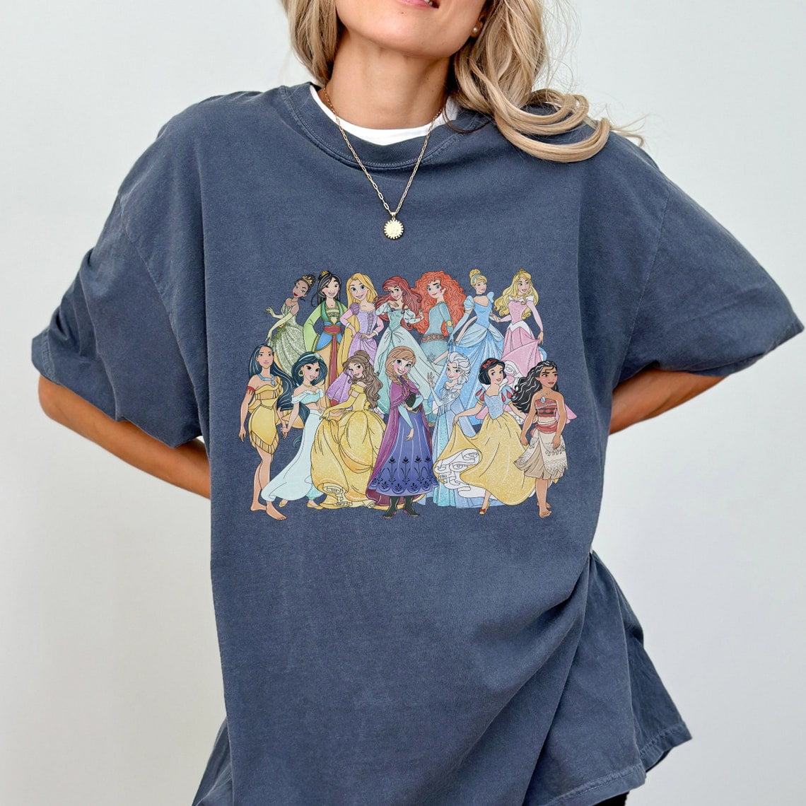 Comfort Colors Retro Princess Comfort Colors T-Shirt, Cinderella Snow White Ariel Belle Rapunzel ...
