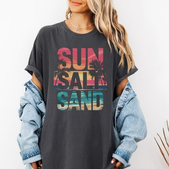 Comfort Colors Retro Sun Salt Sand Shirt, Summer Beach Tee for Women ...