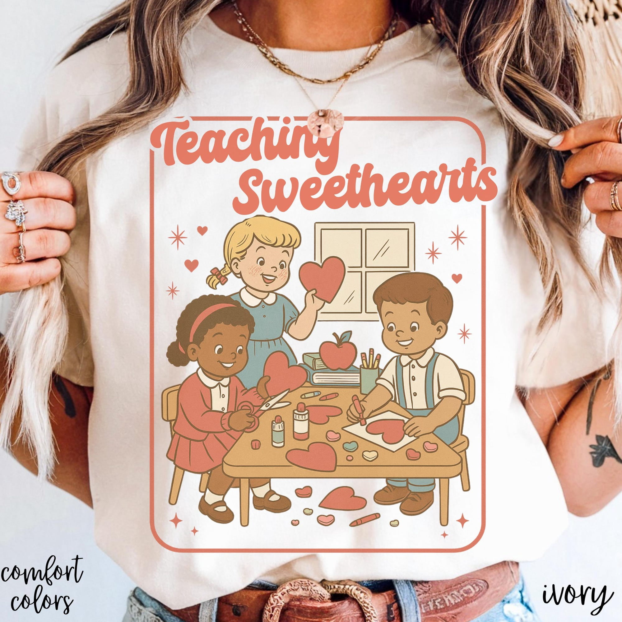 Comfort Colors Retro Valentine's Day Shirt for Teachers, Vintage ...