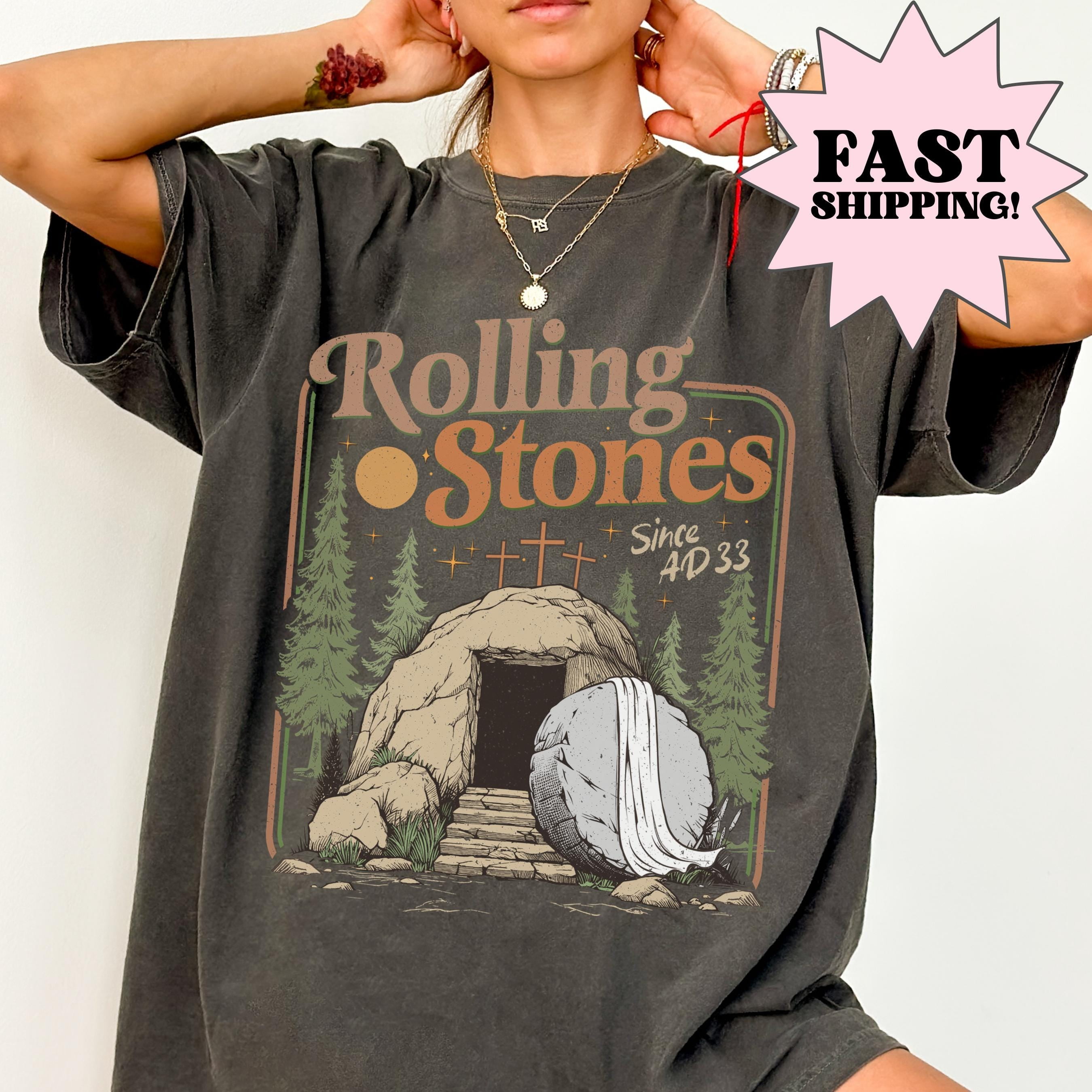 Comfort Colors Rolling Christian T-Shirt Trendy Stones Easter Clothing ...