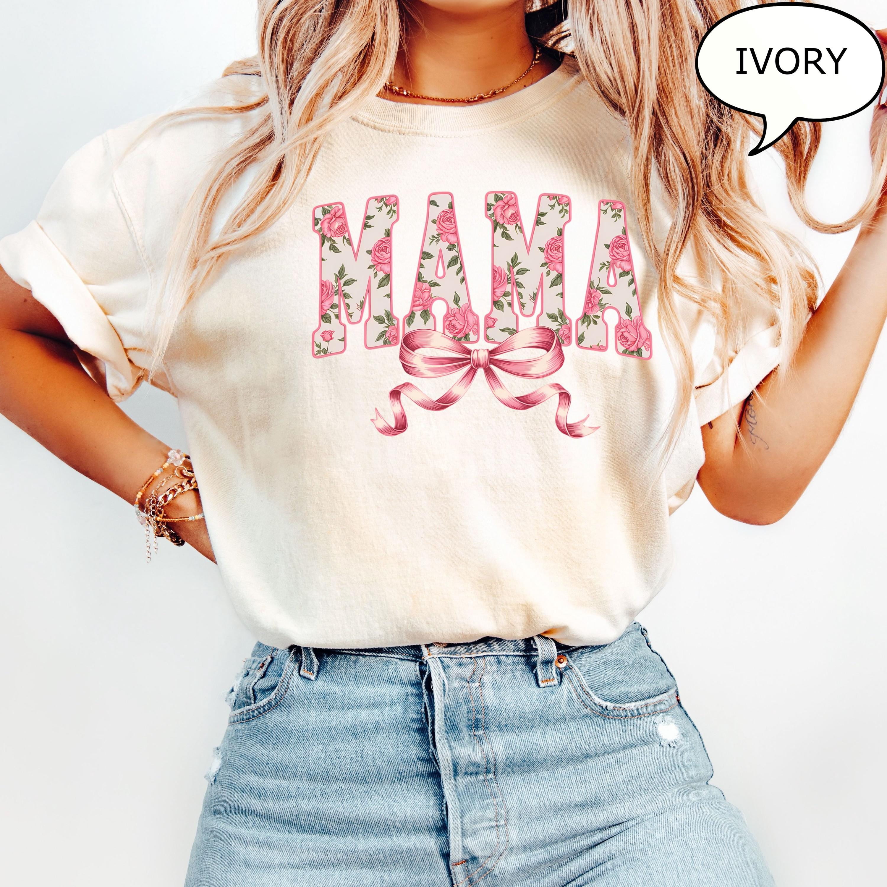 Comfort Colors® Rose Mama Shirt, Coquette Bow T-Shirt, Floral Mama ...