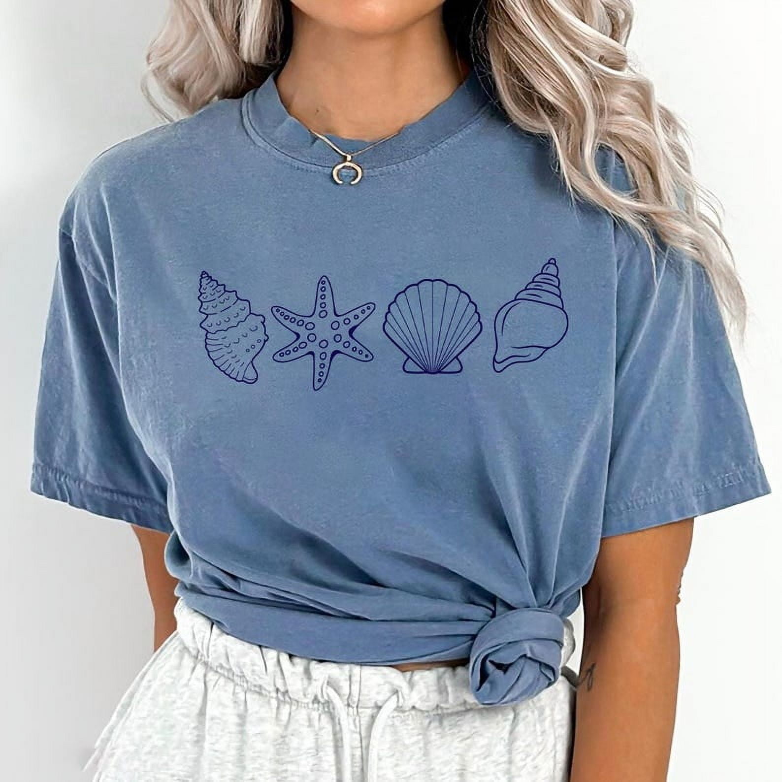 Comfort Colors Seashell Shirt Aesthetic Beach T-shirt Ocean Lover ...