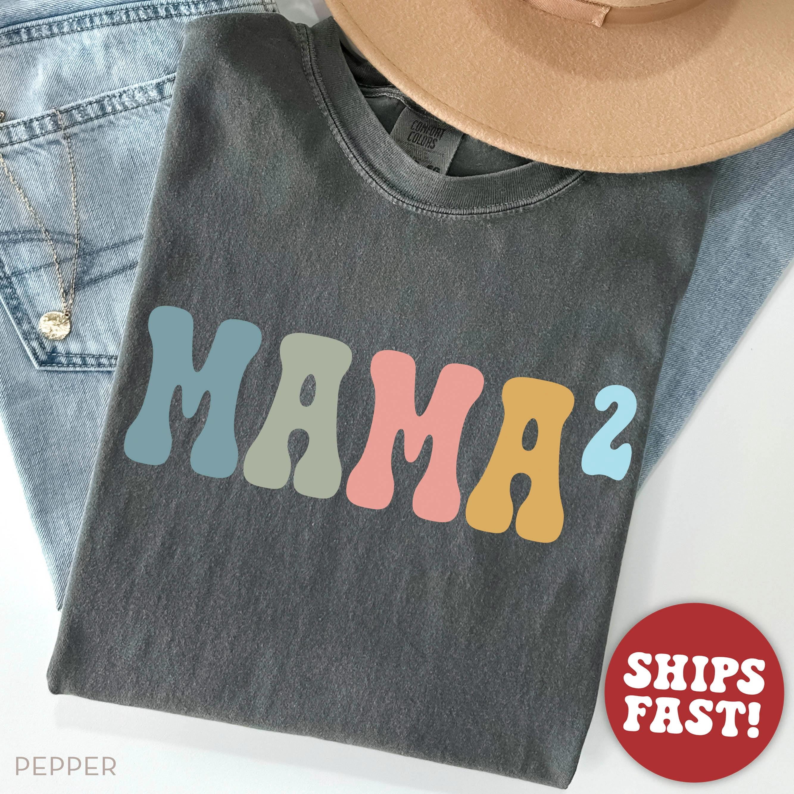 Comfort Colors Second Baby Announcement Shirt, Mama Of 2 T-Shirt, Mom ...