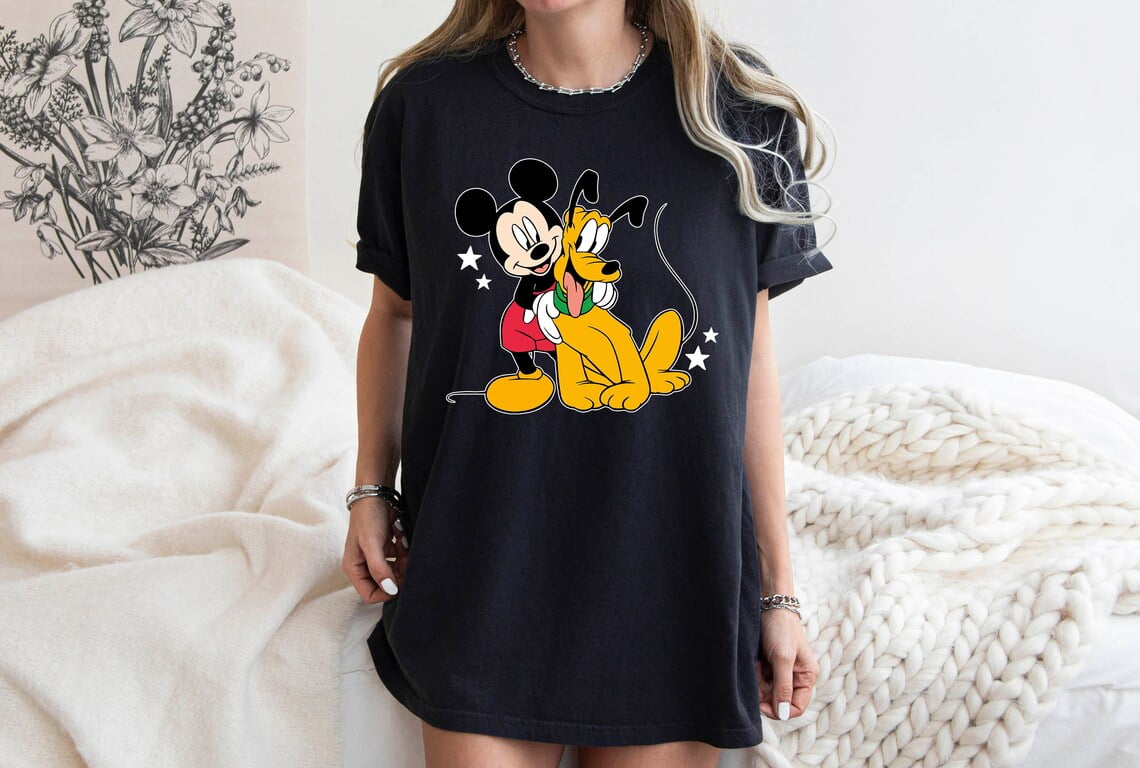 Comfort Colors Shirt, Mickey Mouse, Pluto T-Shirt, Disney Women Gift, Disney Girls, Disney ...
