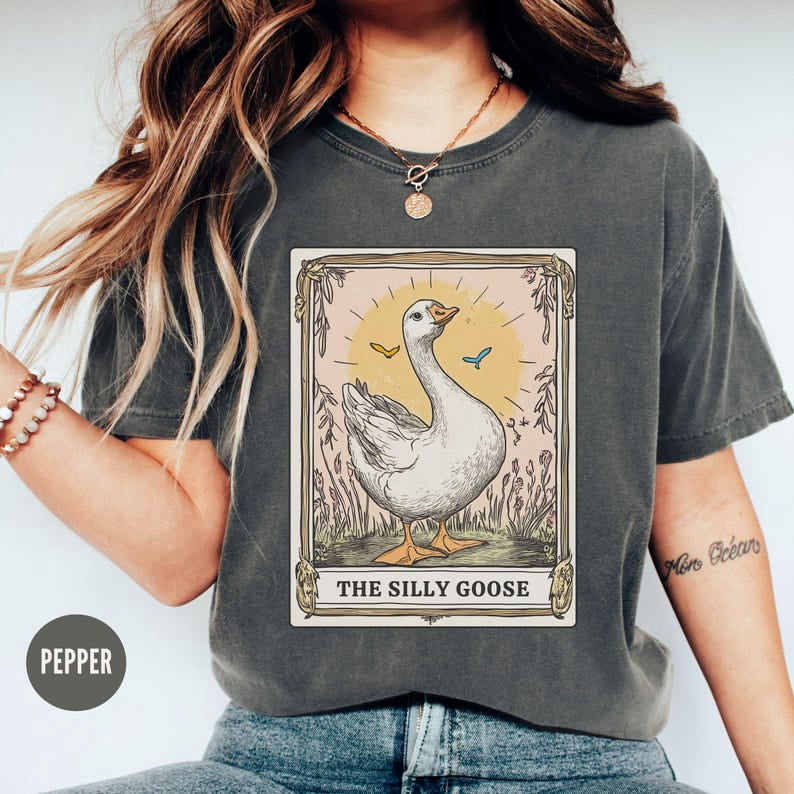 Comfort Colors® Silly Goose Tarot Card Shirt, Meme Graphic Tee, Goose ...