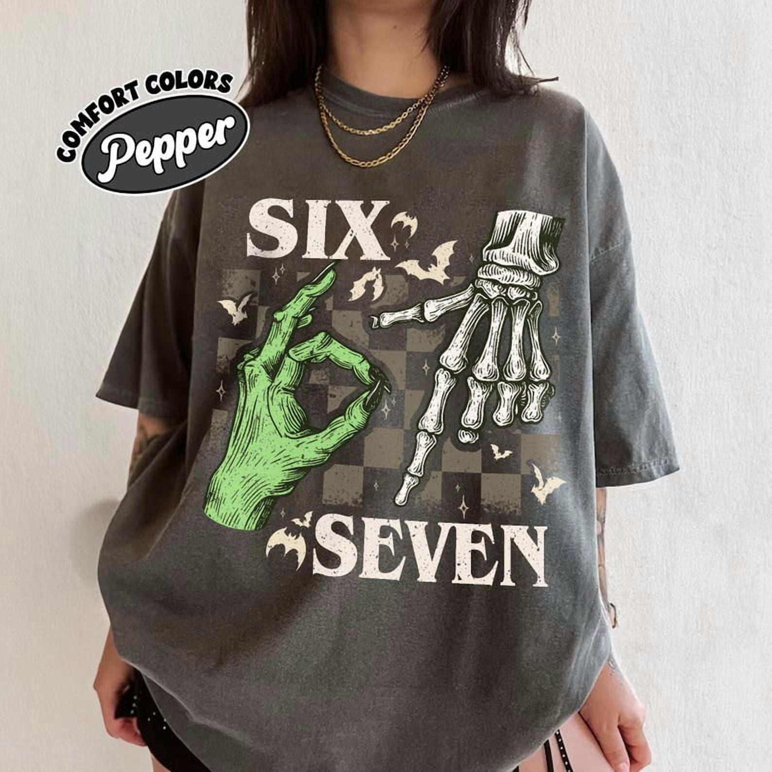 Comfort Colors Six Seven 6 7 Witch Skeleton Hands T-Shirt, 67 Wicked ...