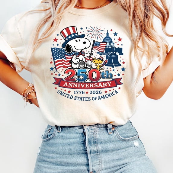 Comfort Colors® Snoopy America 250 Anniversary Shirt, Patriotic Dog ...