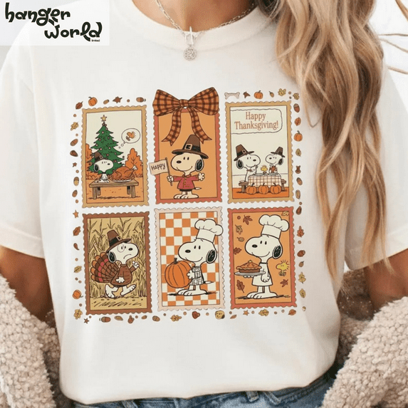 Comfort Colors Snoopy Happy Thanksgiving Shirt | Cute Fall Cartoon Tee ...