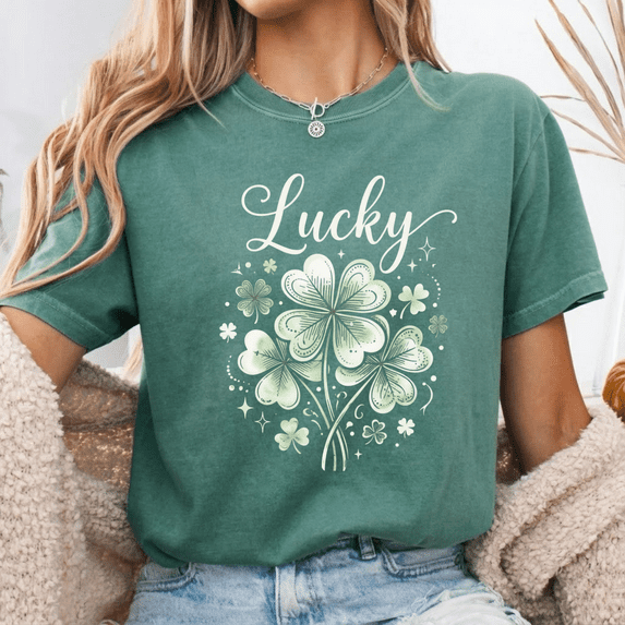 Comfort Colors St. Patrick's Day Lucky T-Shirt, Cute Shamrock Clover ...