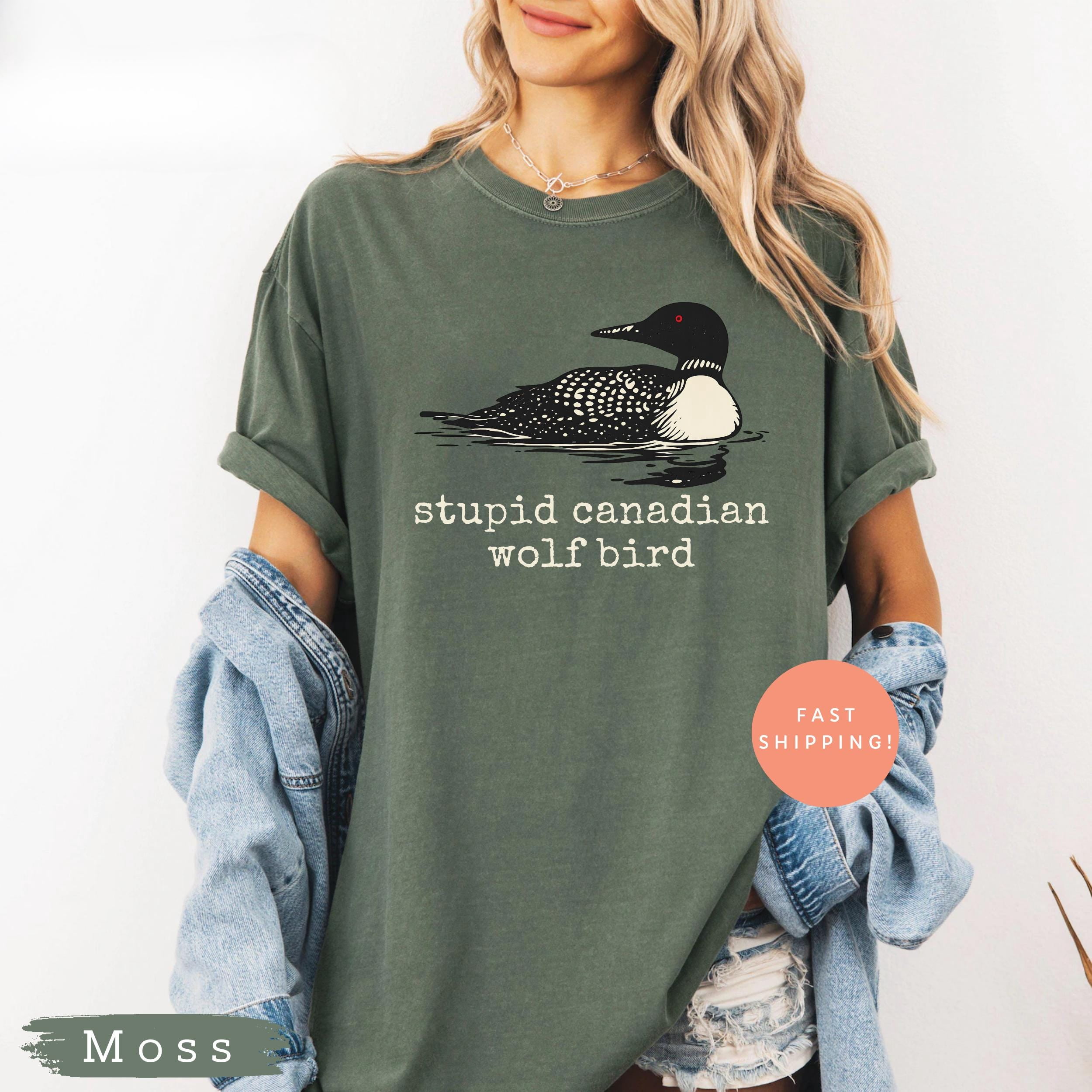 Comfort Colors Stupid Canadian Wolf Bird Shirt, Hockey Fan Shirt, Gay ...