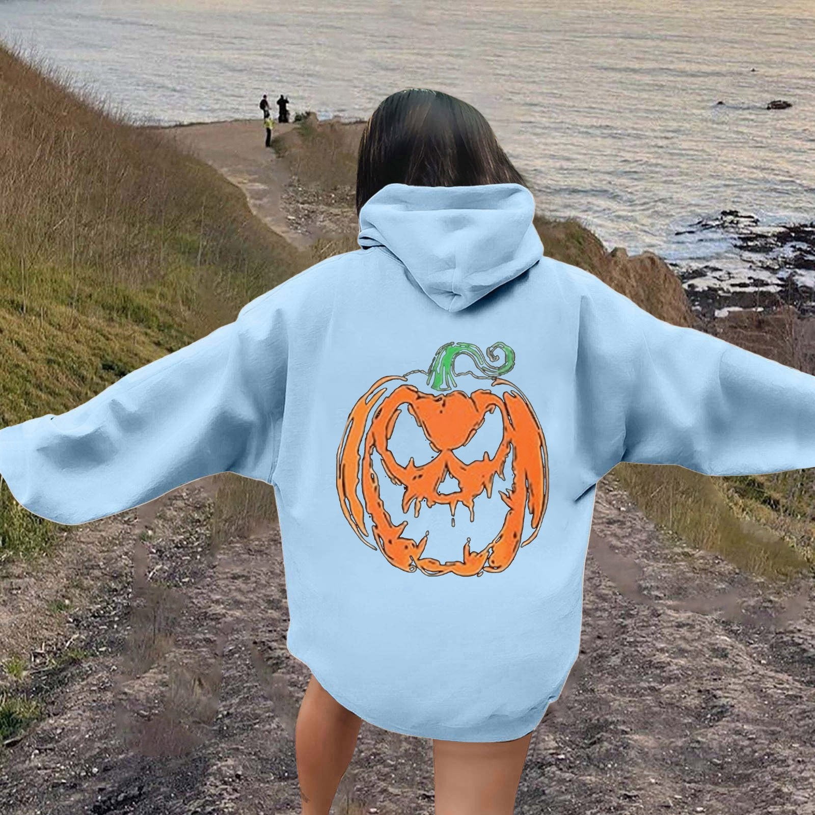 Comfort Colors Sweatshirts Women Halloween Pumpkin Print Hooded ...