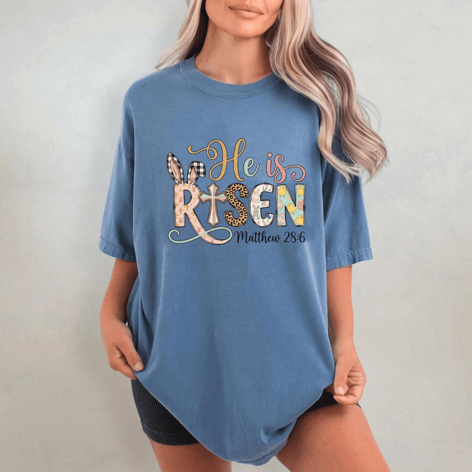 Comfort Colors T-Shirt He Is Risen Easter, Hip Hop Bunny Religious ...