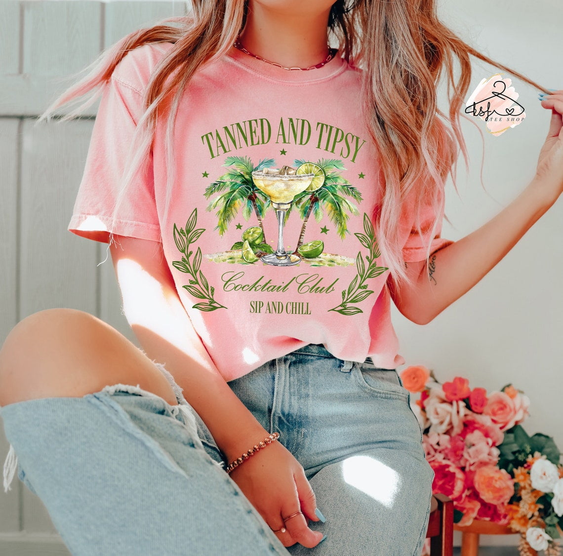 Comfort Colors Tanned And Tipsy Cocktail Club T-Shirt All Size S-3Xl ...