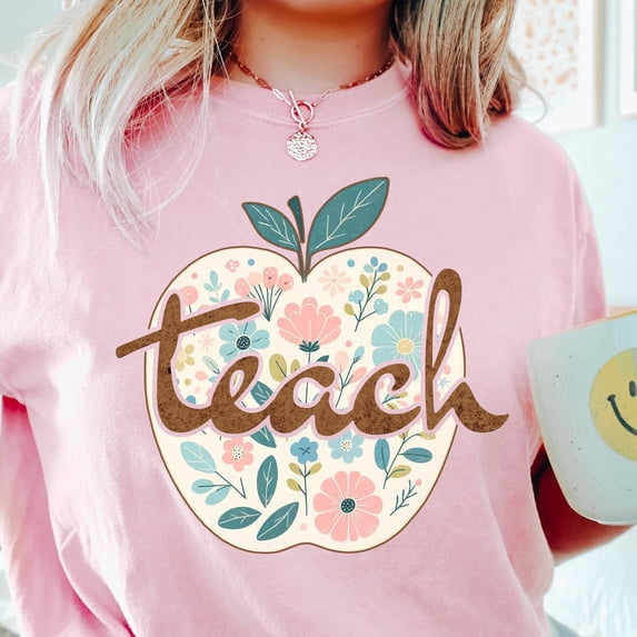 Comfort Colors Teacher Apple Shirt, Leopard Apple Teacher Appreciation ...