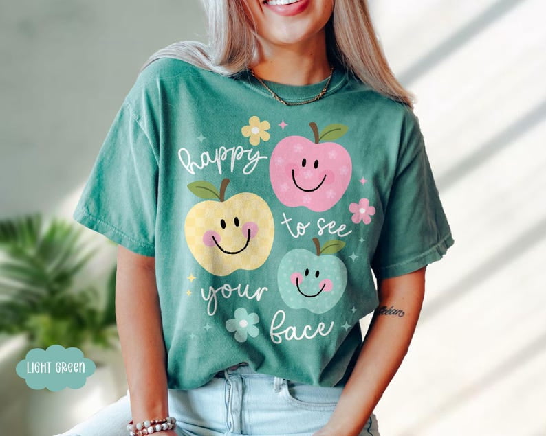 Comfort Colors Teacher Shirt: Happy To See Your Face, Back to School ...