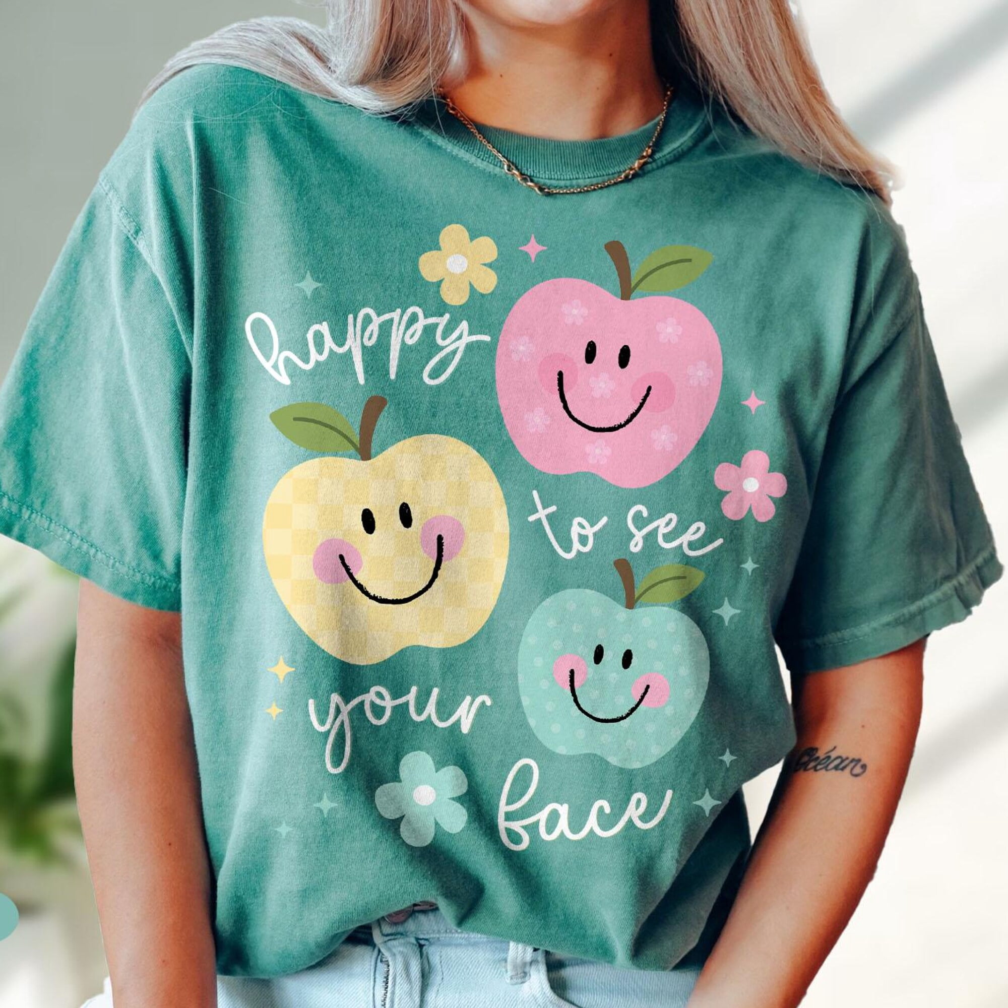 Comfort Colors Teacher Shirt - Happy To See Your Face Back to School ...