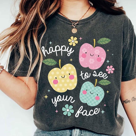 Comfort Colors Teacher Shirt - Happy To See Your Face Design, Cute ...