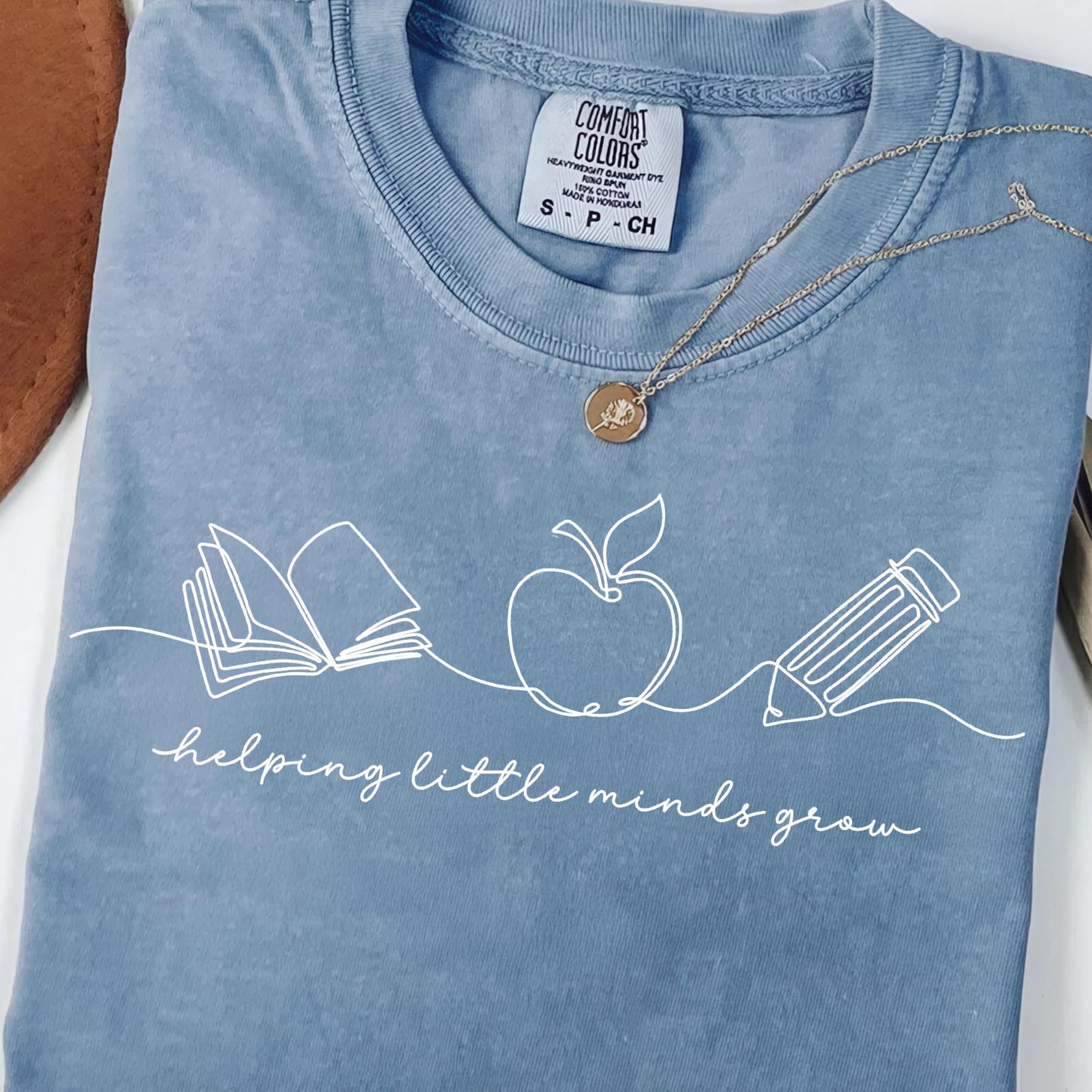 Comfort Colors Teacher Shirt - Light Blue Back To School Tee with Book ...