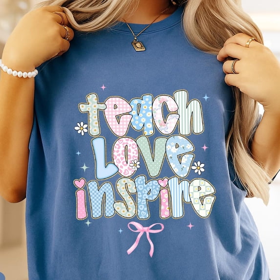 Comfort Colors Teacher Shirt - Teach Love Inspire Blue Tee for Back to ...