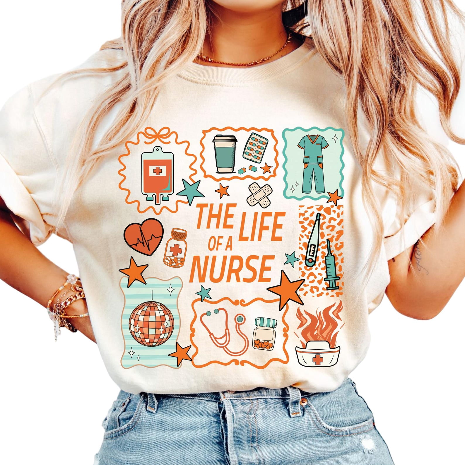 Comfort Colors The Life of a Nurse T-Shirt - RN, LPN, NP Appreciation Tee with Vibrant Nursing ...