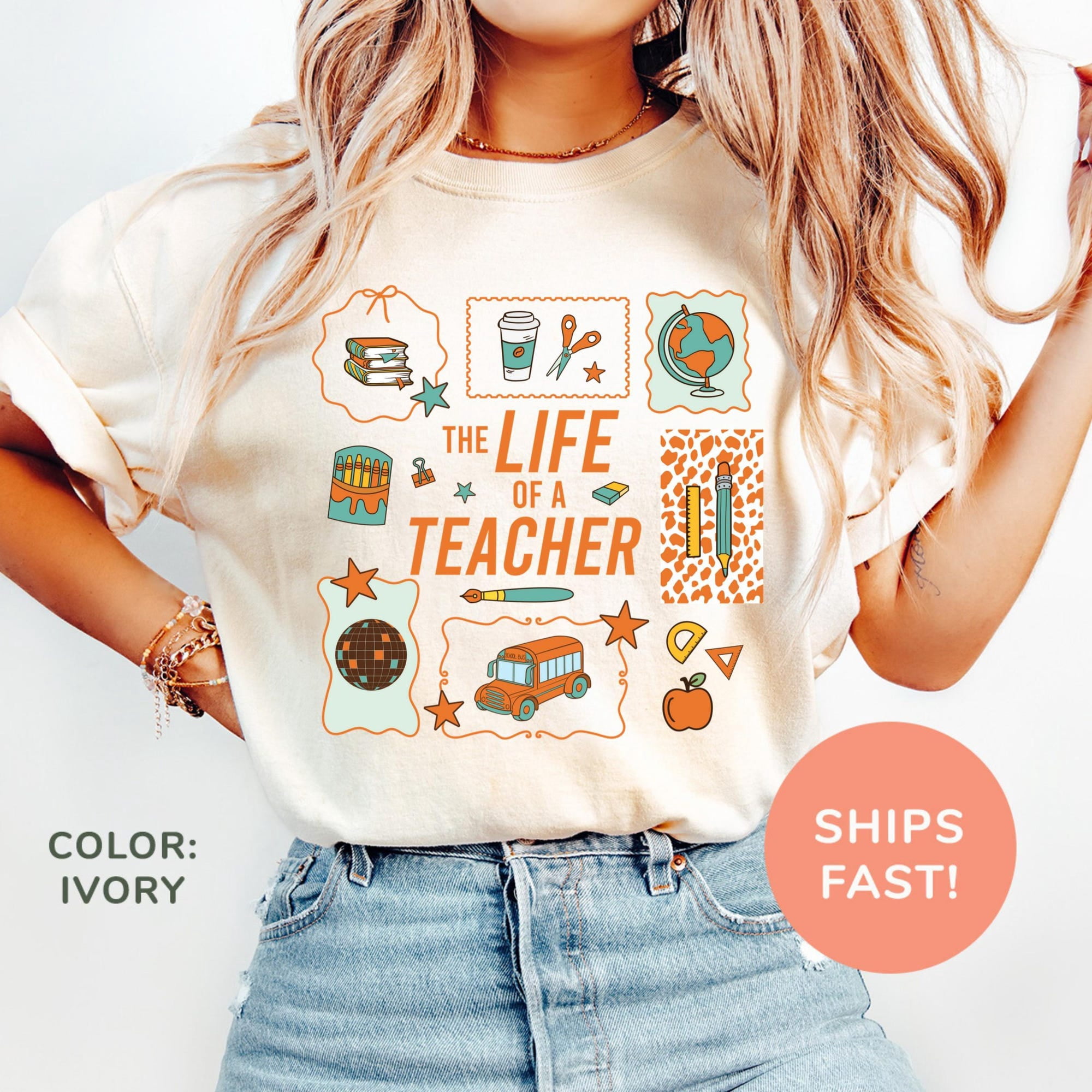 Comfort Colors® The Life of a Teacher Shirt - Cute Classroom Graphic ...