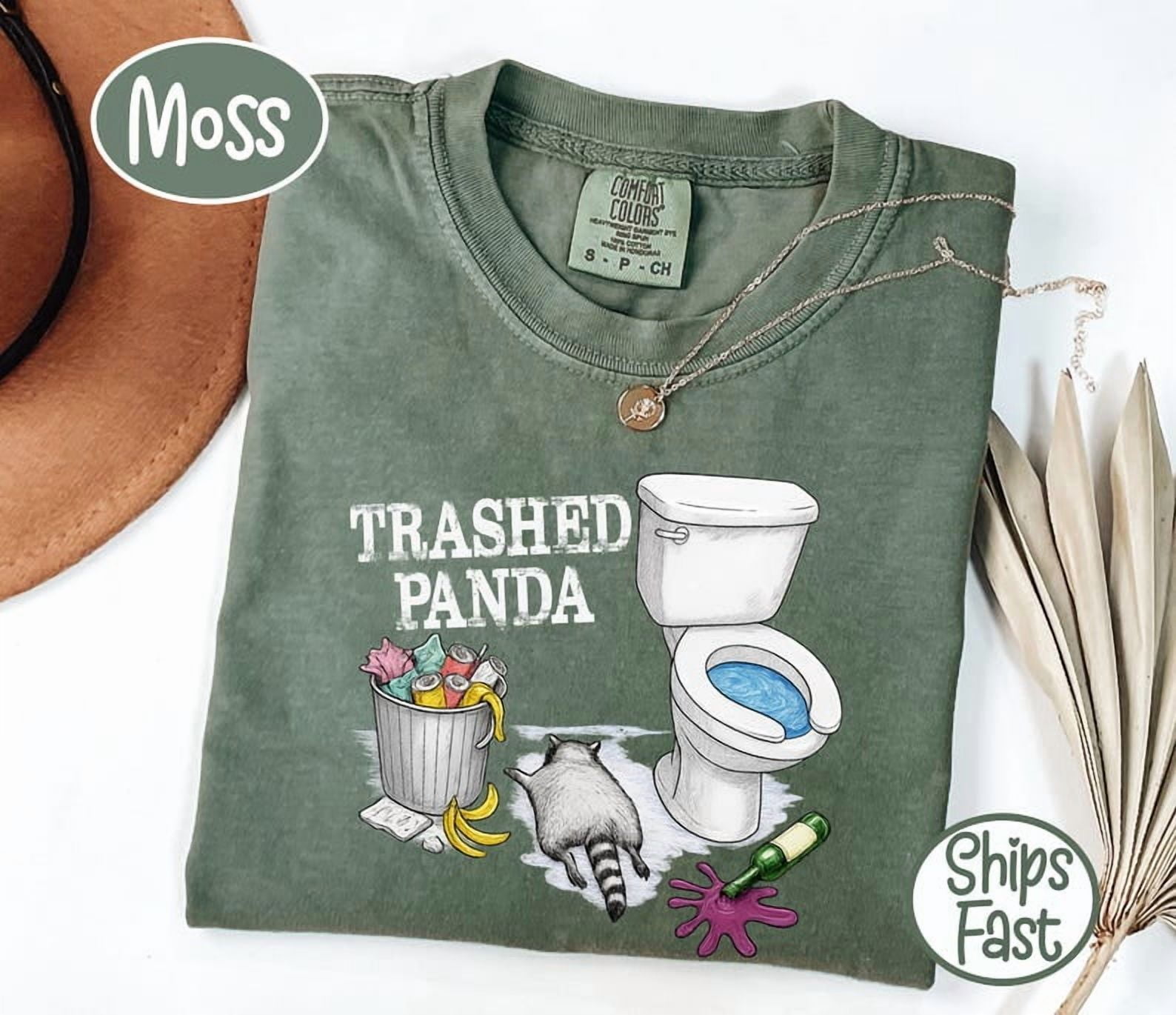 Comfort Colors® Trashed Panda Funny Drunk Raccoon T-Shirt, Trash Panda ...