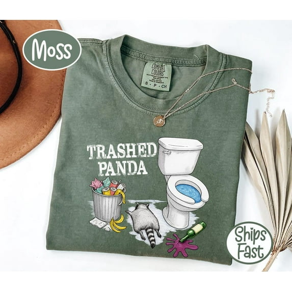 Comfort Colors® Trashed Panda Funny Drunk Raccoon T-Shirt, Trash Panda ...