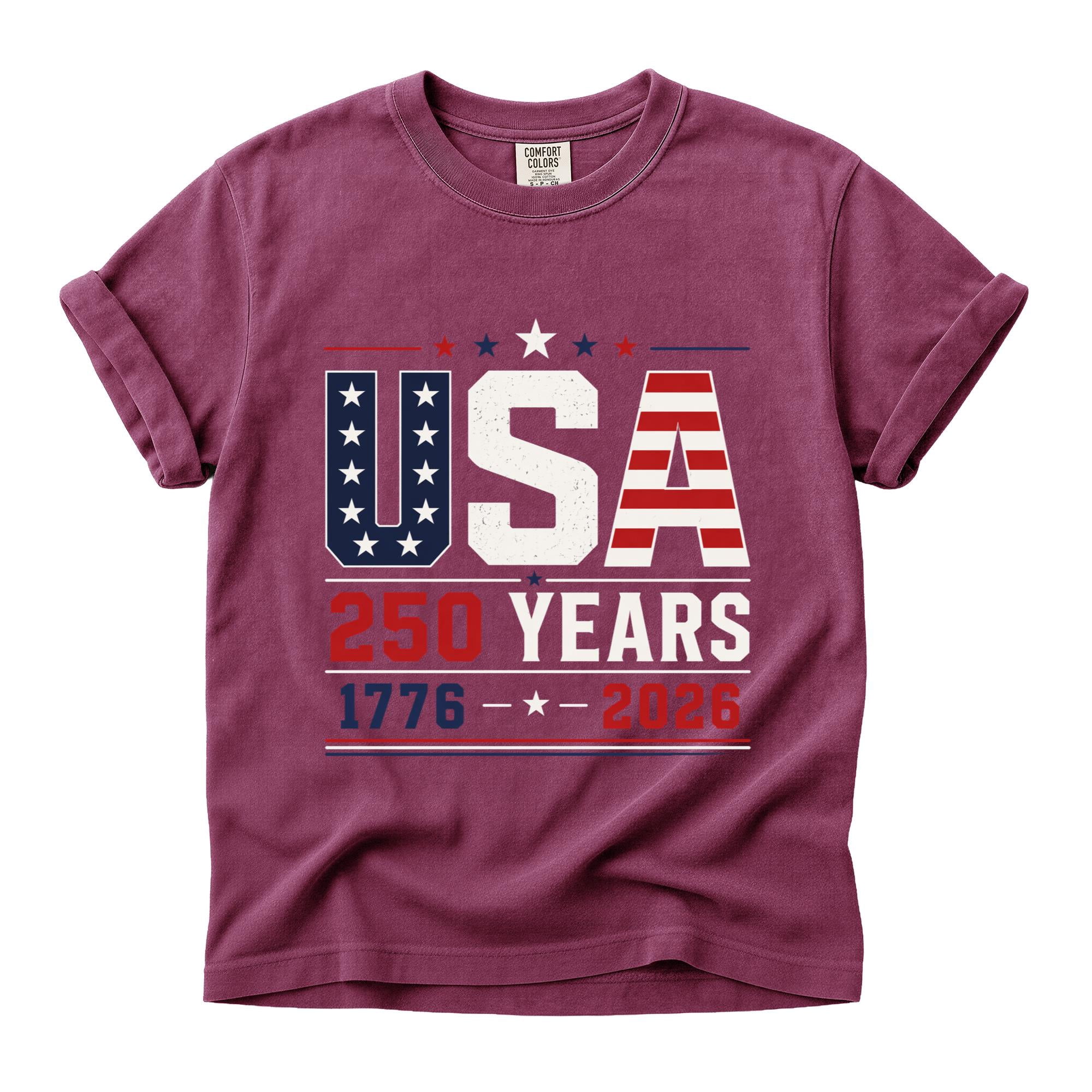 Comfort Colors USA 250 Years 1776 2026 Stars Stripes Patriotic Graphic ...