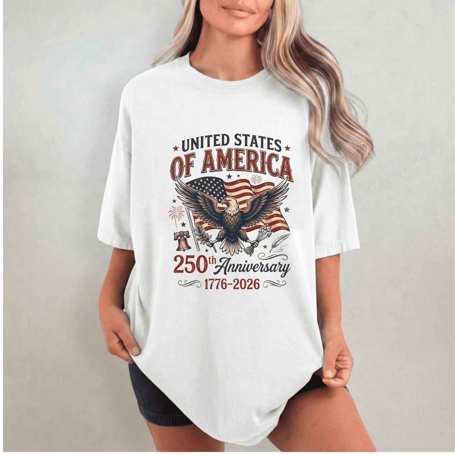 Comfort Colors USA 250th Anniversary T-Shirt, Retro Patriotic Eagle ...