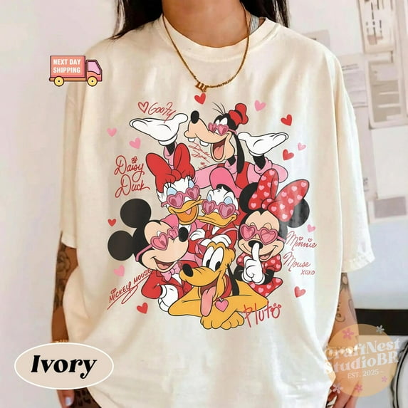 Comfort Colors Valentine Friends Graphic Shirt - Cartoon Character ...